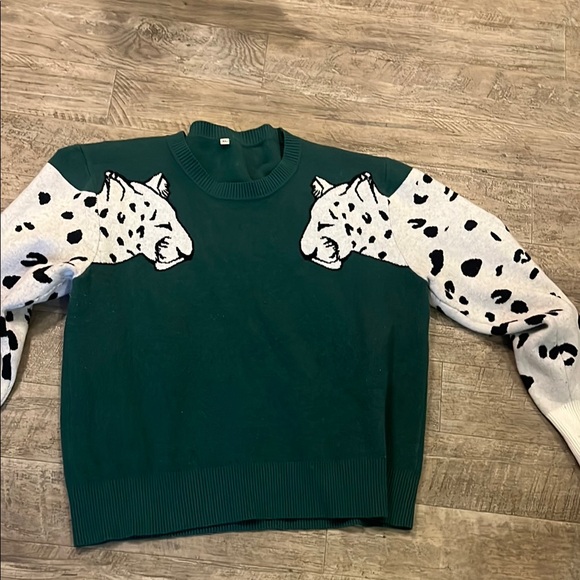 Sweaters | Green Leopard Sweater | Poshmark